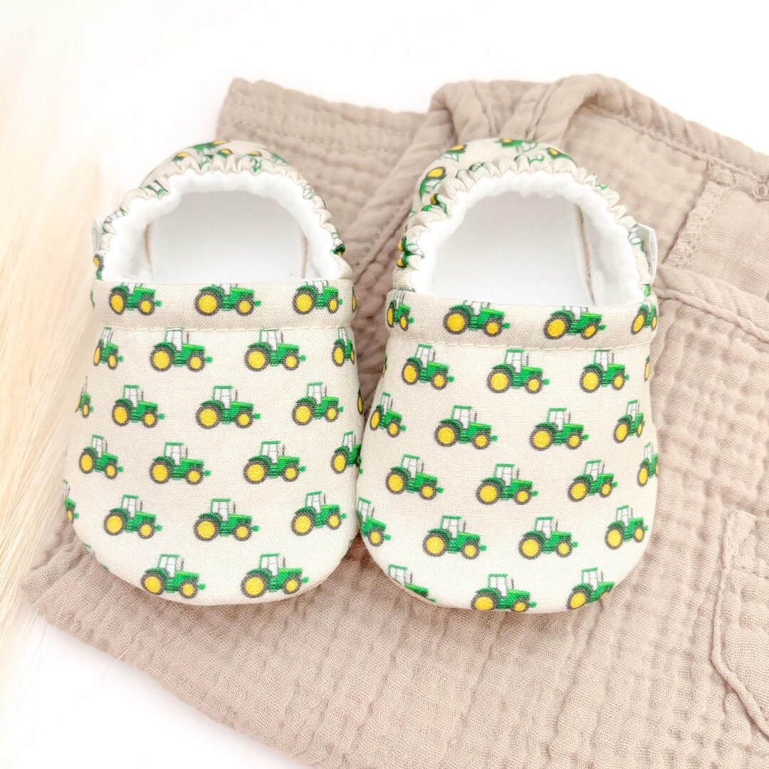 TRACTOR FARM Baby Booties, Slippers, Crib Shoes, Soft Sole, Moccasins ...