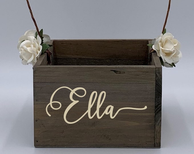Personalized Name Flower Girl Basket Flower Girl Box Choose Your Colors ...