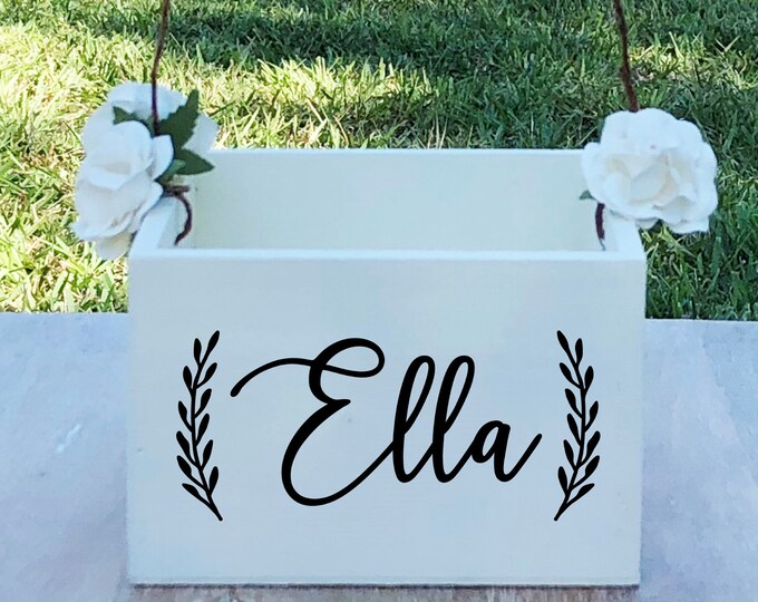 Personalized Name Flower Girl Basket Flower Girl Box Choose Your Colors ...