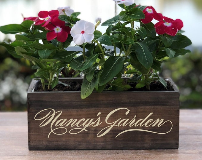 Personalized Garden Wood Planter Box Any Name Gift Flowers Gardener ...