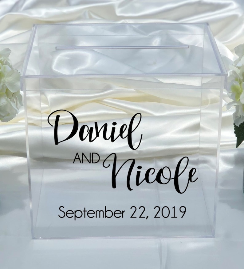 Personalized Wedding Clear Acrylic Card Box ~ Choose Size & Color ...