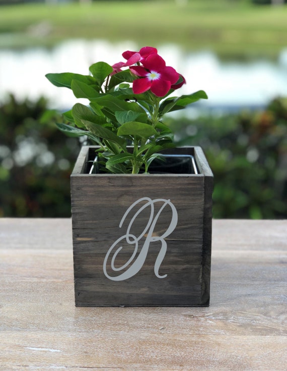 Personalized Initial Wood Planter Box Letter Monogram | Etsy
