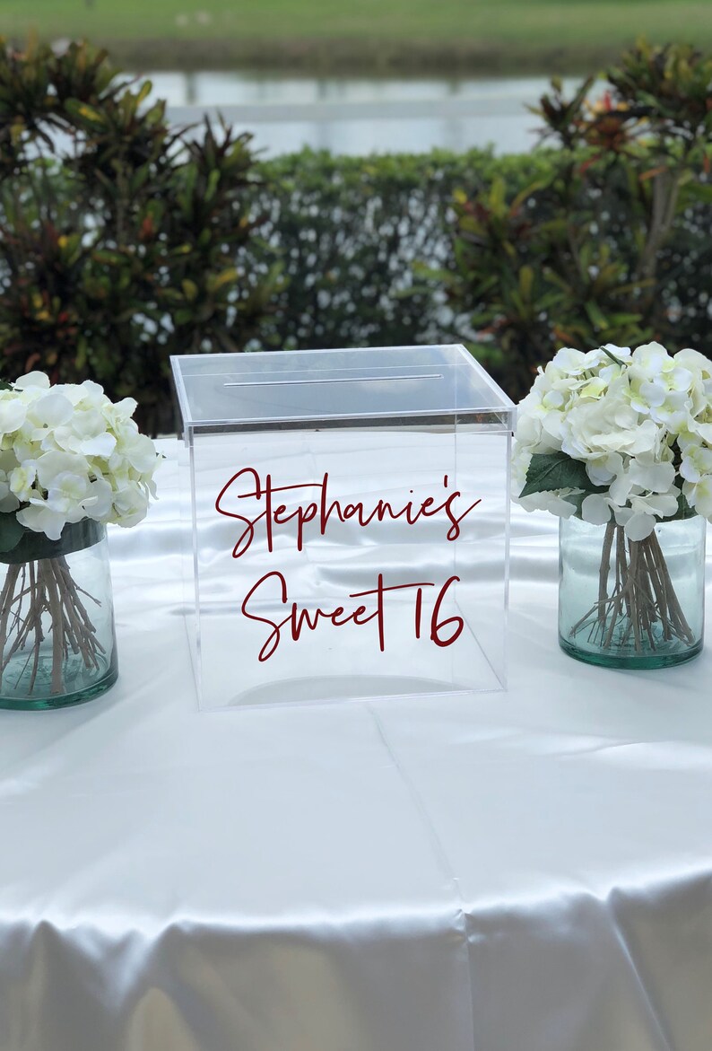 Personalized Sweet 16 Clear Acrylic Card Box ~ Locking Option - Etsy
