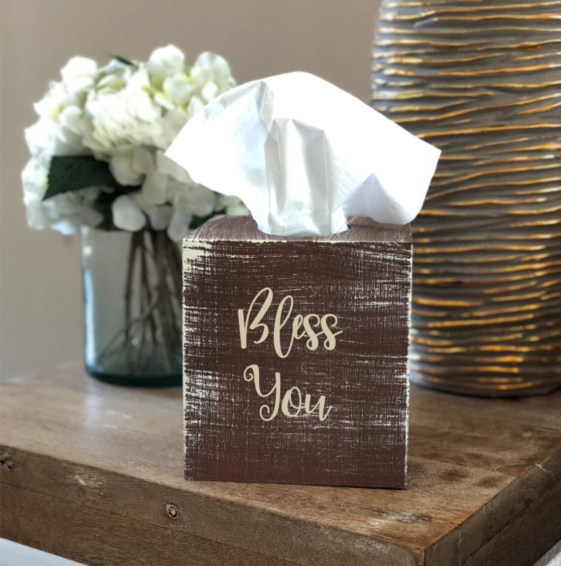 Distressed Bless You Tissue Box Cover - Etsy