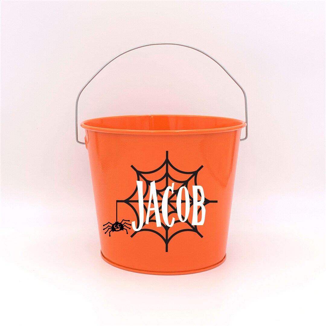 Personalized Halloween Spider Web Name Pail ~ Choose the Colors - Etsy
