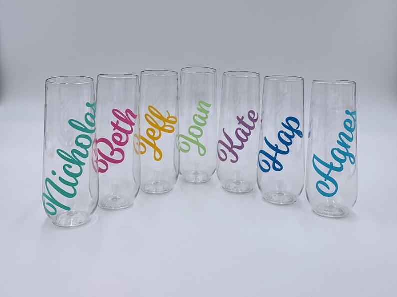 Personalized Stemless Champagne Flutes ~ Glass or Plastic ~ Bridal ...
