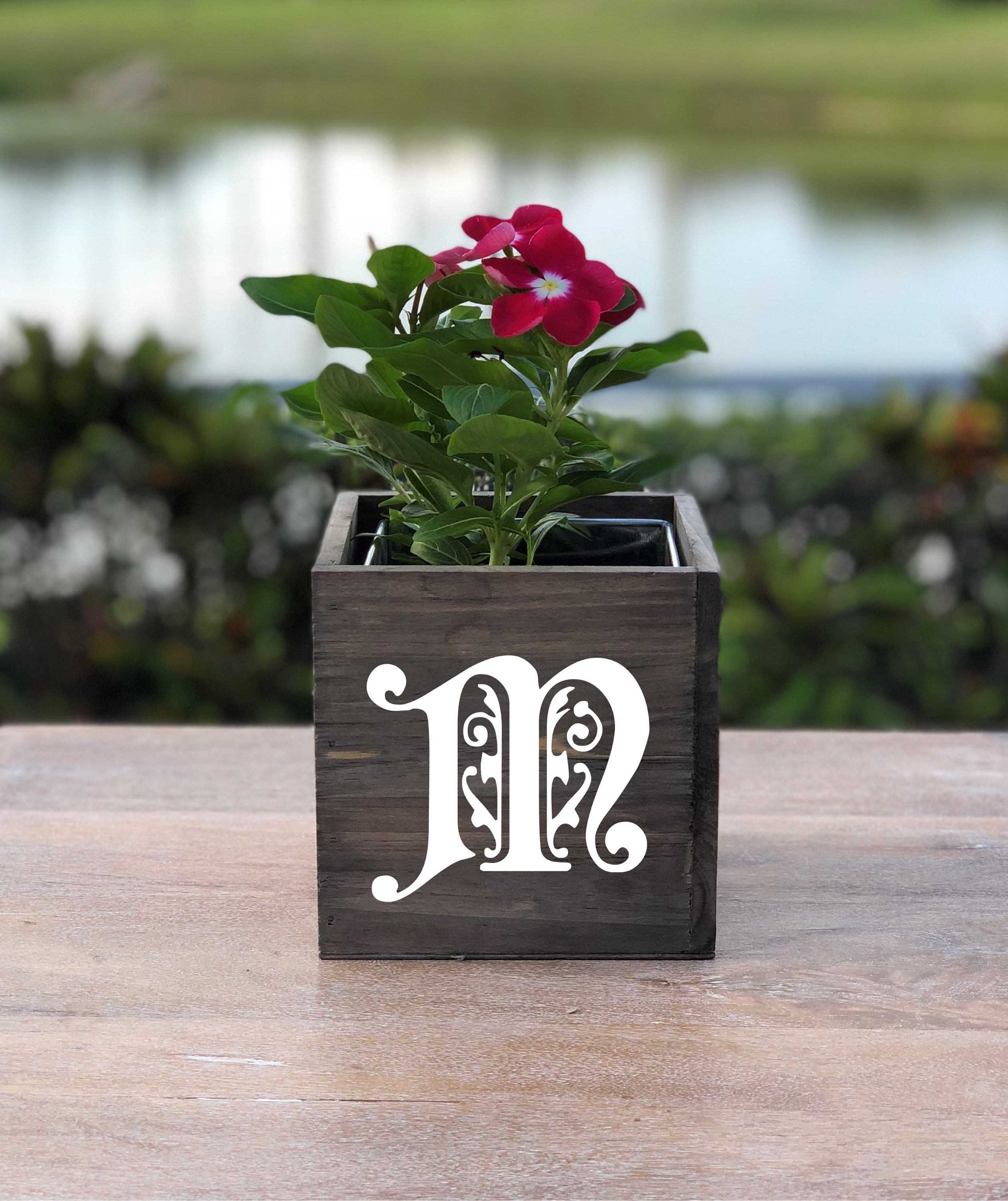 Personalized Initial Wood Planter Box Letter Monogram - Etsy