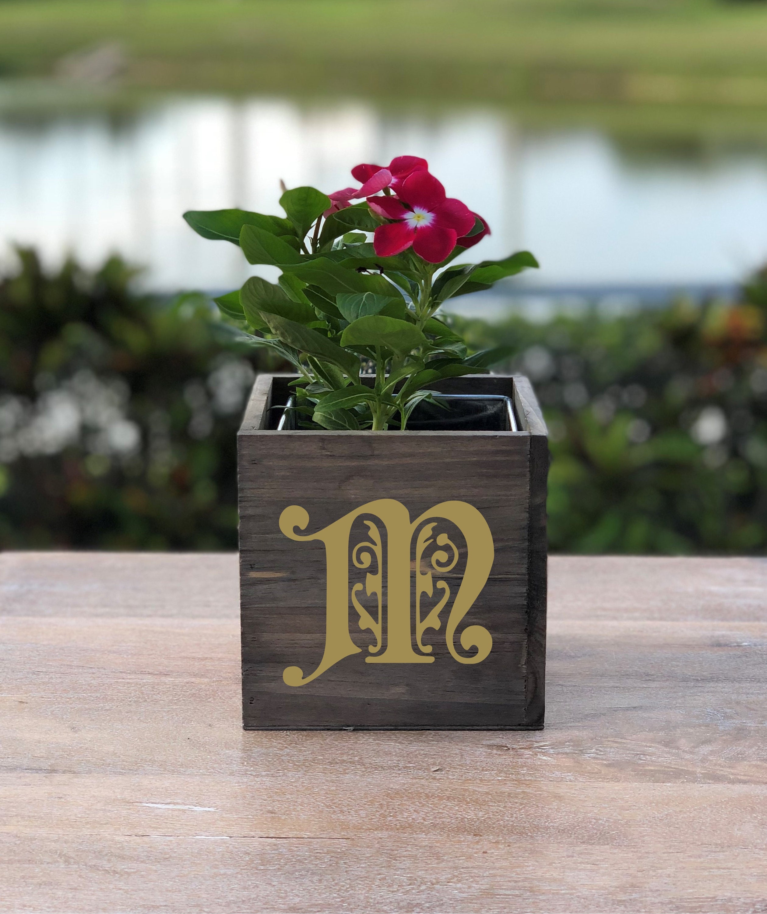 Personalized Initial Wood Planter Box Letter Monogram - Etsy