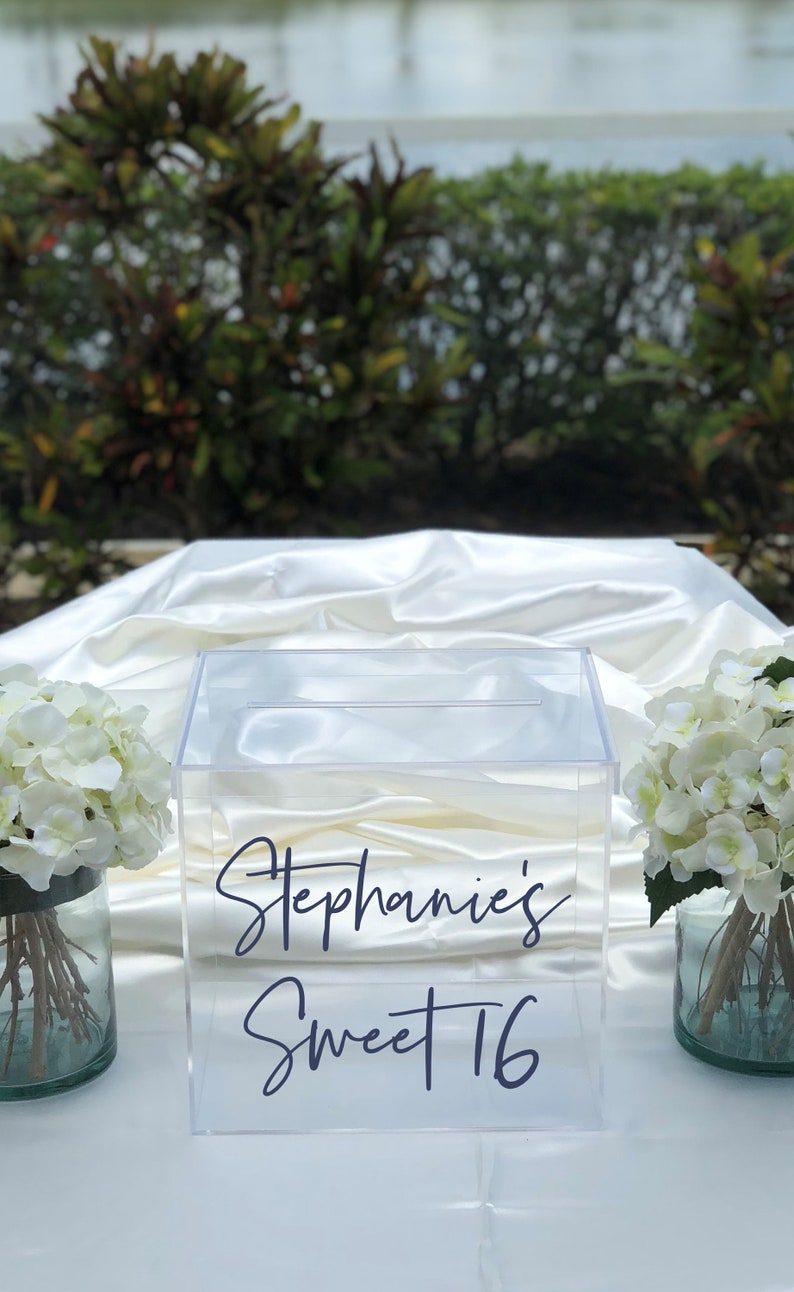 Personalized Sweet 16 Clear Acrylic Card Box ~ Locking Option - Etsy