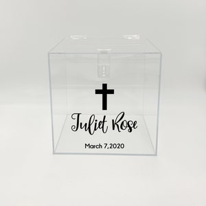 Personalized Baptism Clear Acrylic Card Box ~ Christening Card Box ...
