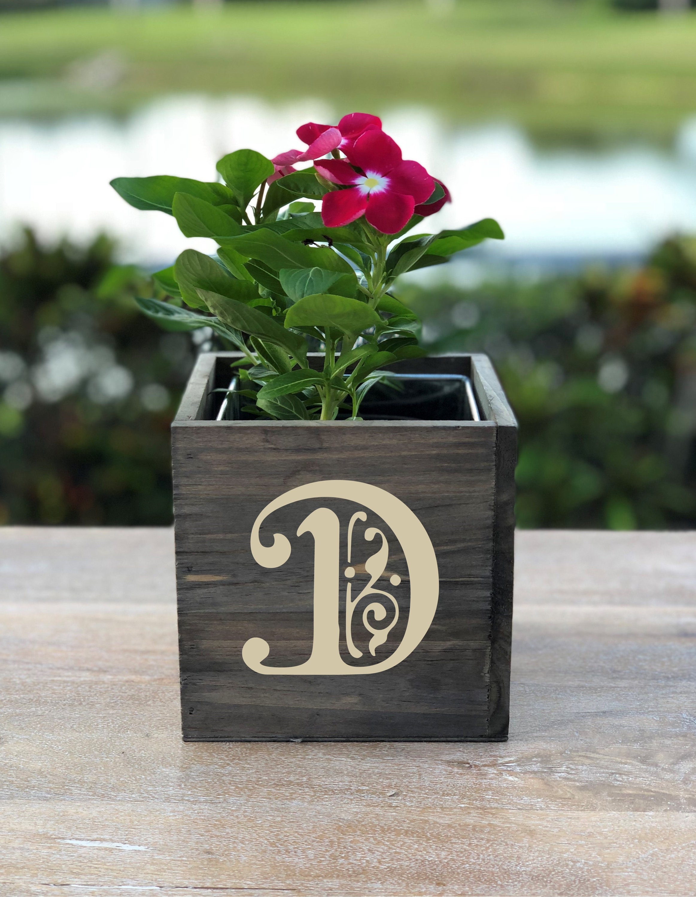 Personalized Initial Wood Planter Box Letter Monogram - Etsy