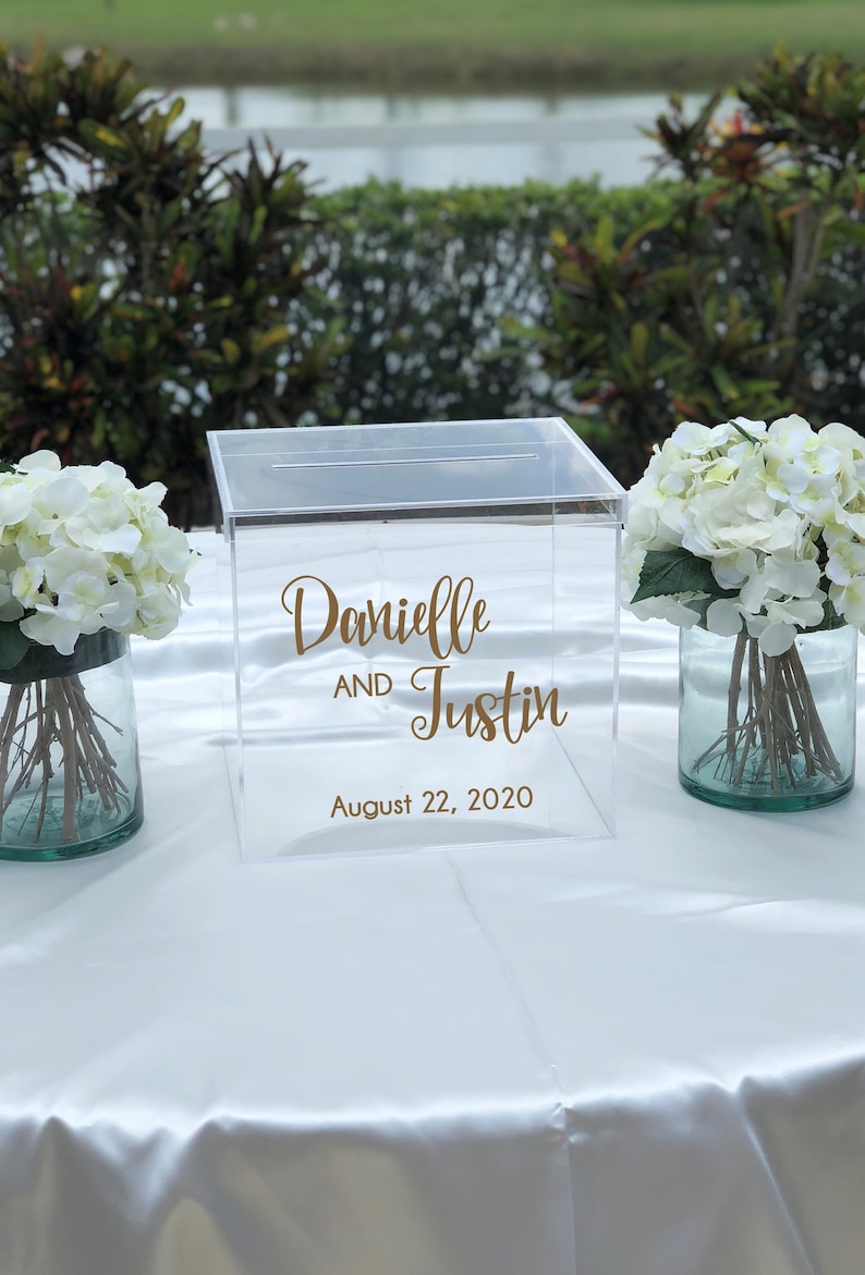 Personalized Wedding Clear Acrylic Card Box ~ Choose Size & Color ...