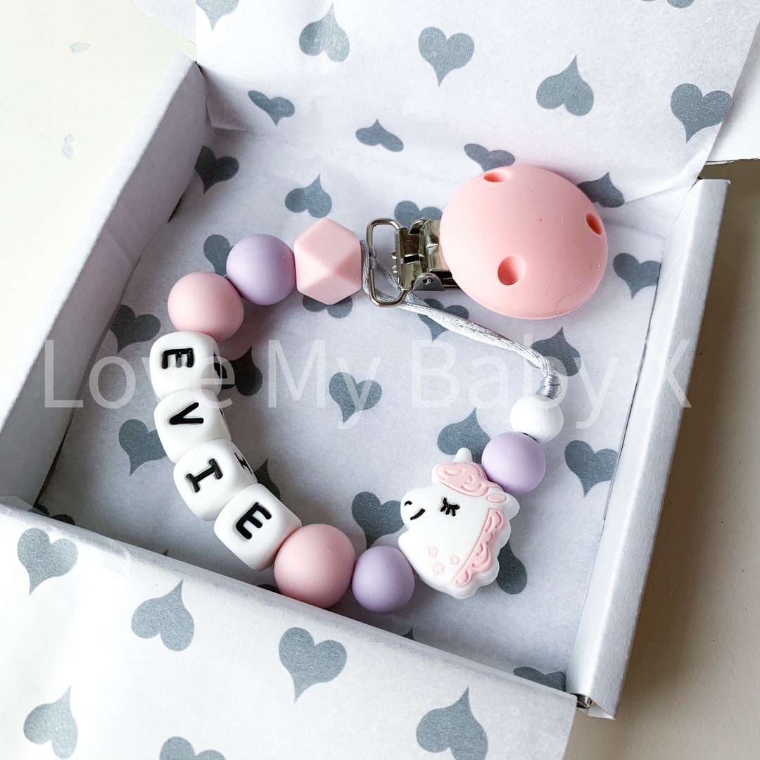 Personalised Unicorn Dummy Clipcustom Soother Holder Dummy Chaindummy ...