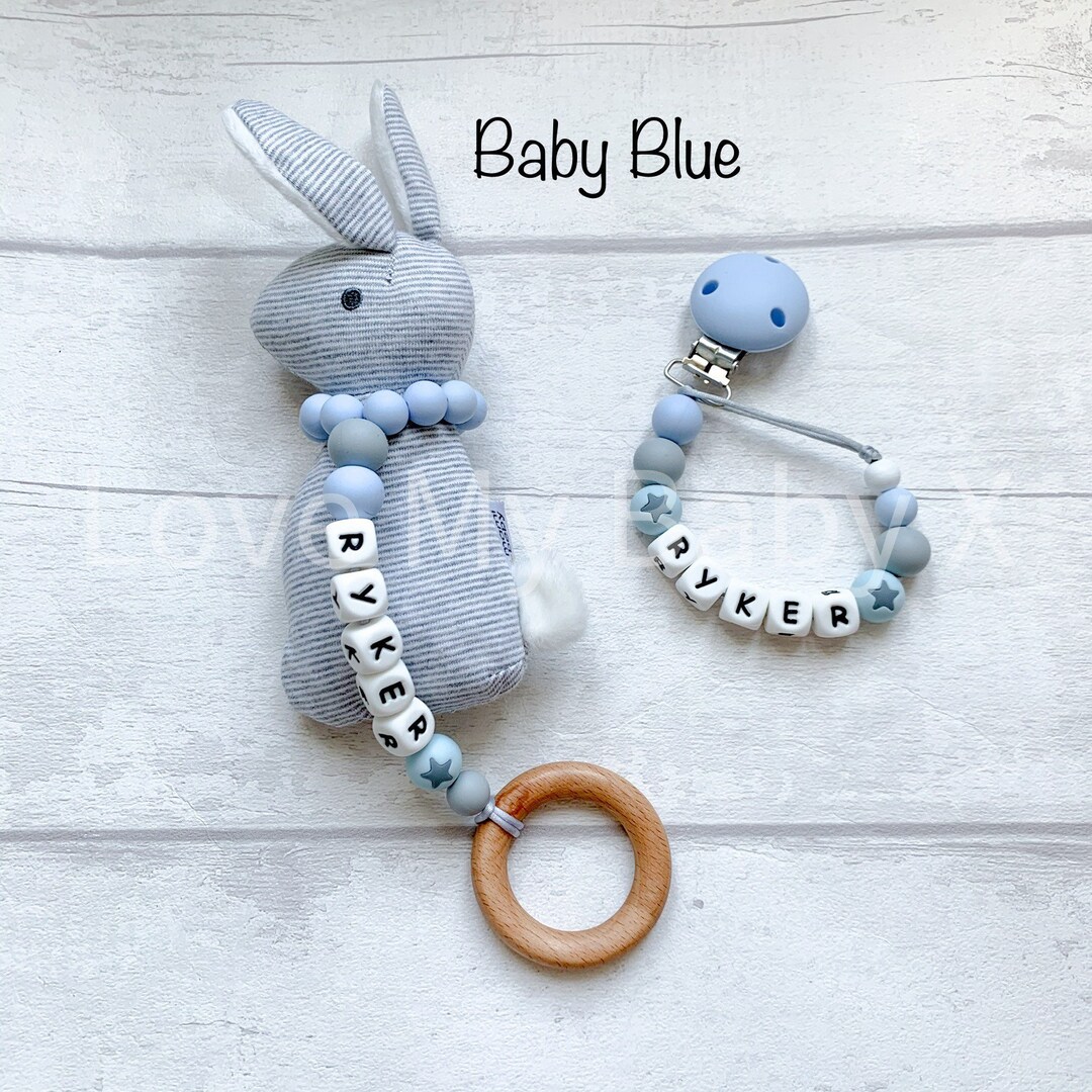 Personalised Rainbow Gift Set Name Dummy Clip Personalized Pacifier ...