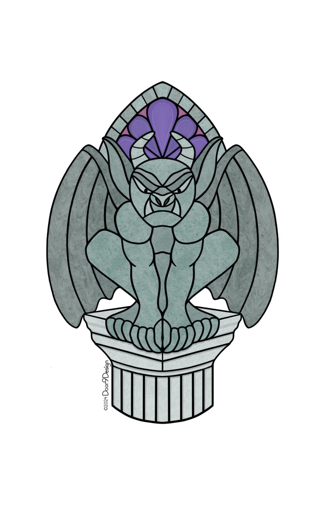 Gargoyle Stained Glass Pattern, Digital Download Gargoyle Pattern for ...