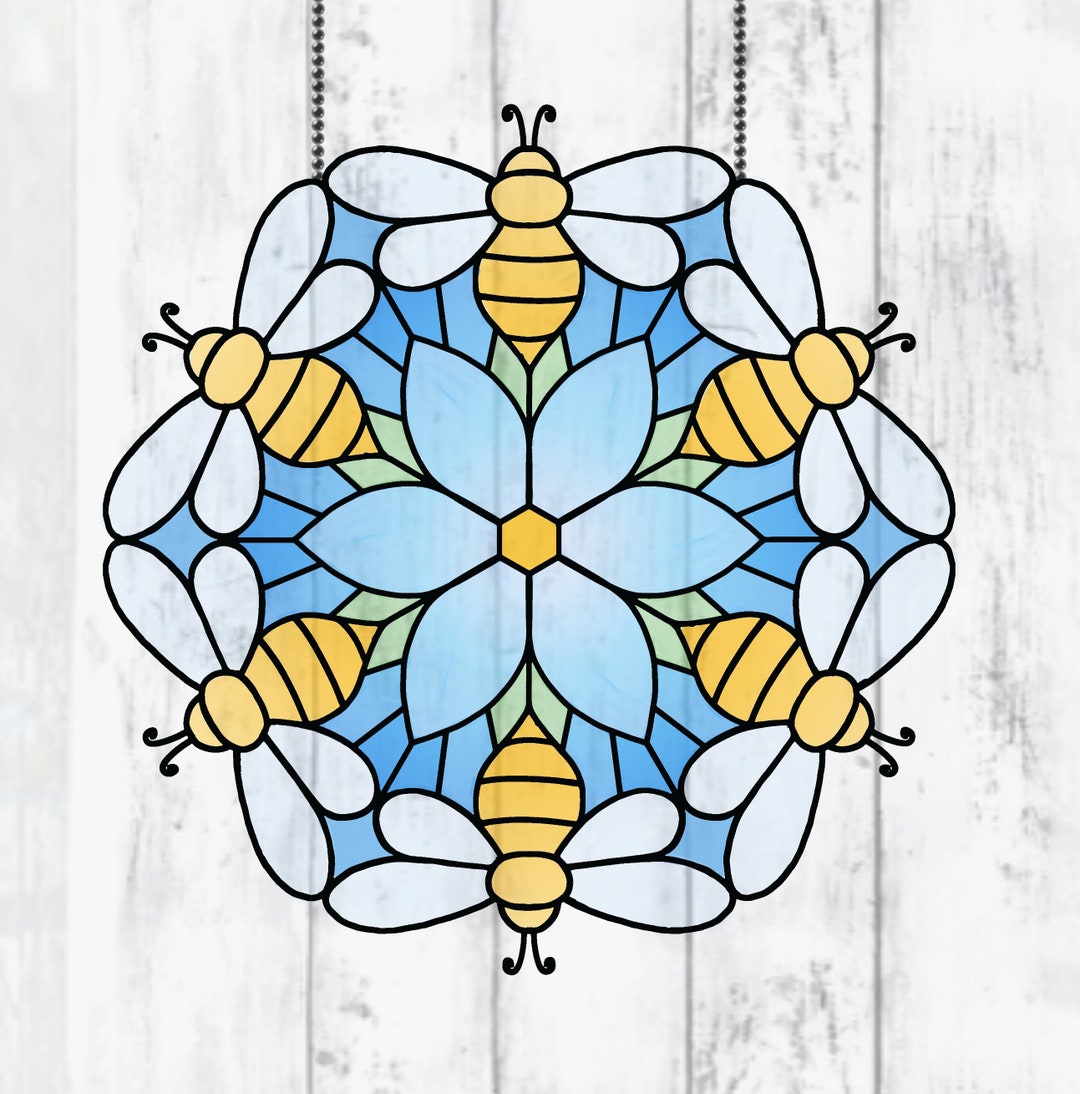 Pattern Honey Bee Mandala Stained Glass Pattern - Etsy
