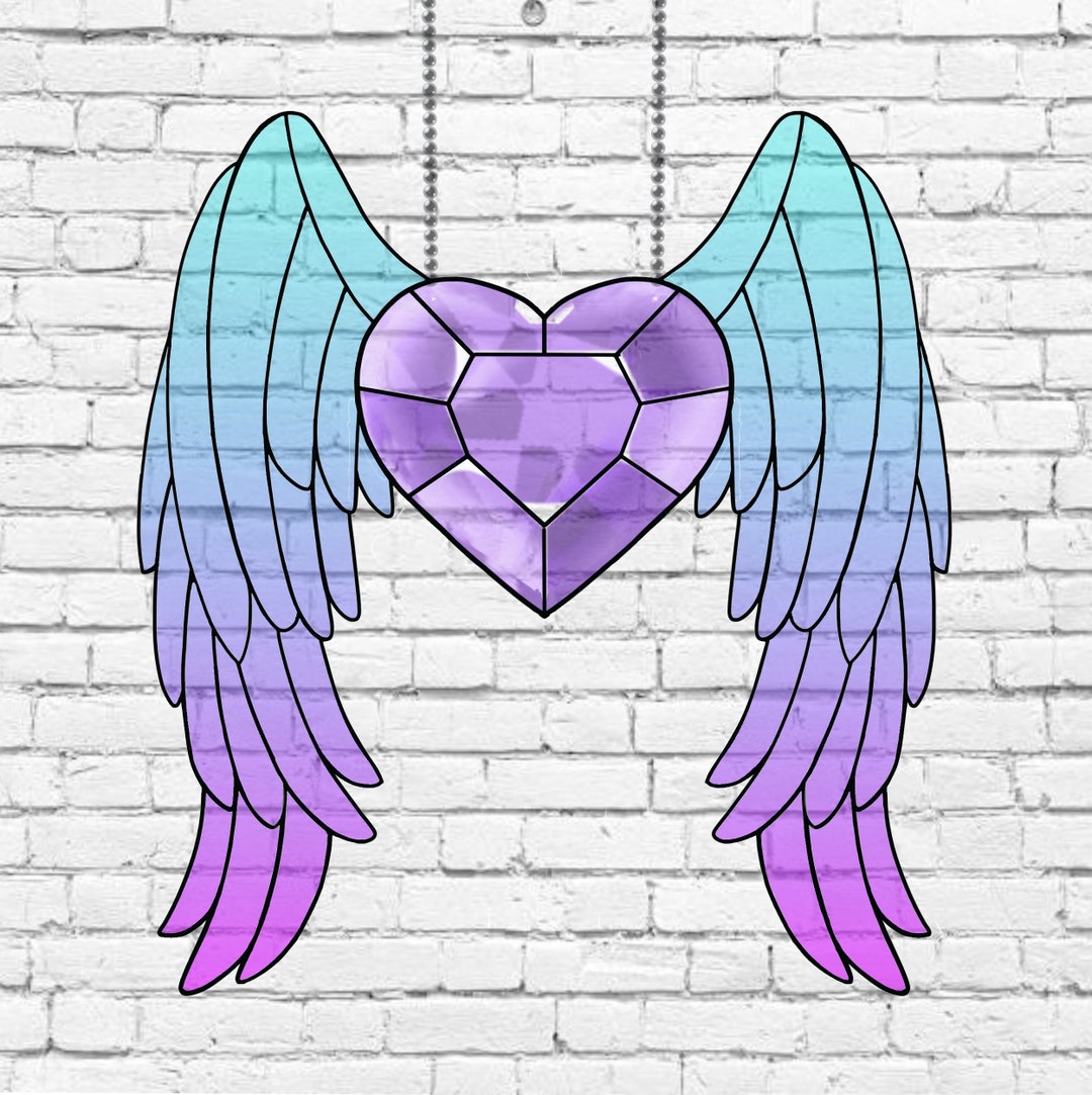 Stained Glass Angel Wings Patterns: Winged Heart & Cross (PDF) - Etsy