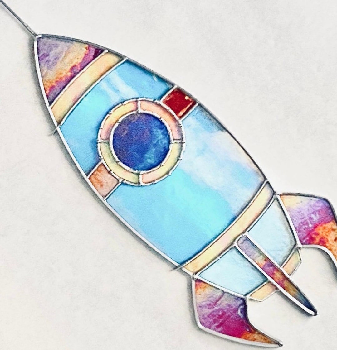 Retro Rocketship Stained Glass Pattern (PDF Pattern) - Etsy