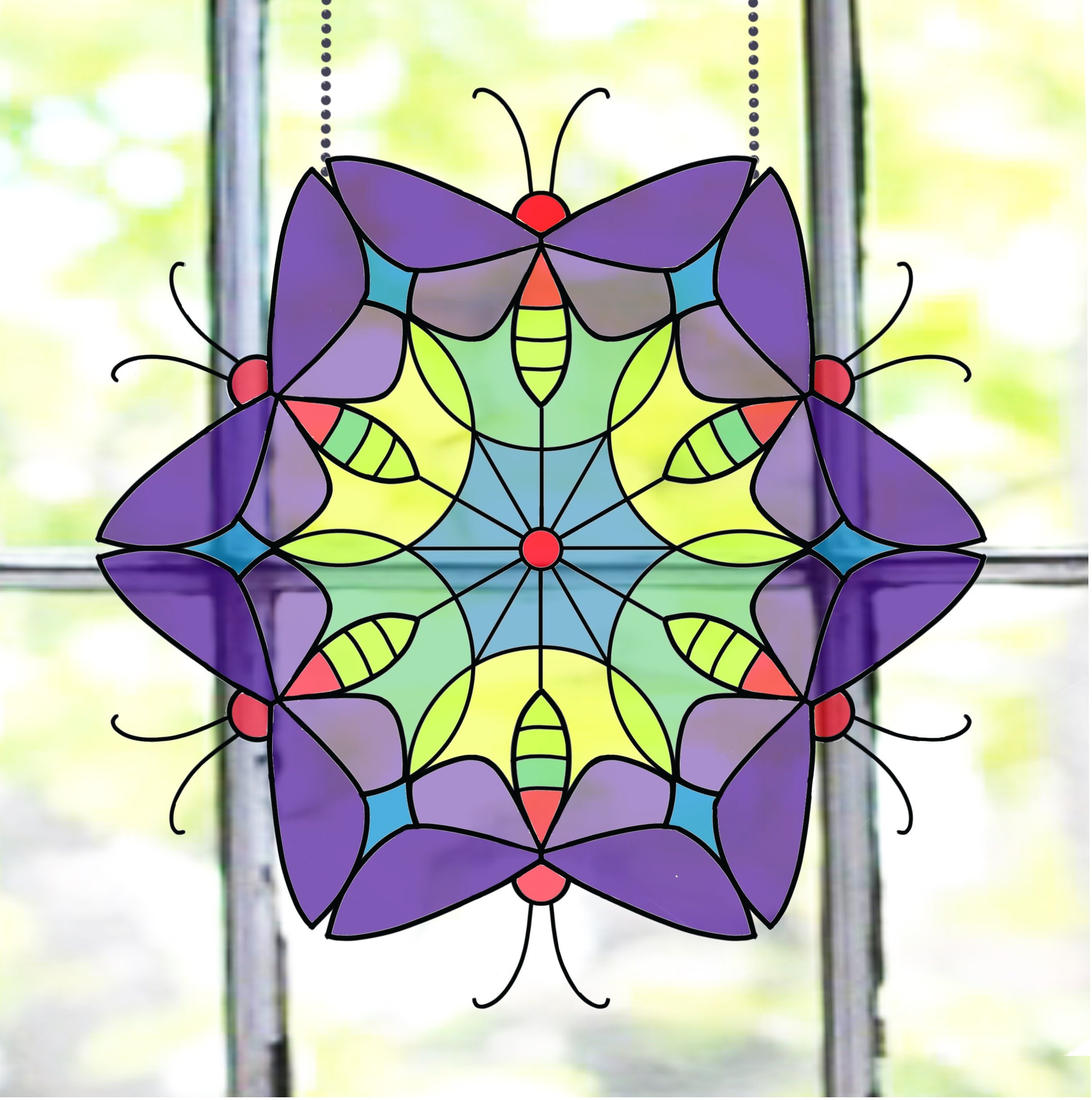 Firefly Mandala Stained Glass Pattern: Lightning Bug Design (PDF ...