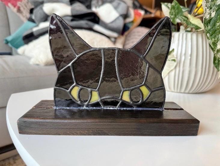 Cat Peeking Stained Glass Patterns: Corner Cat Peepers (PDF) - Etsy