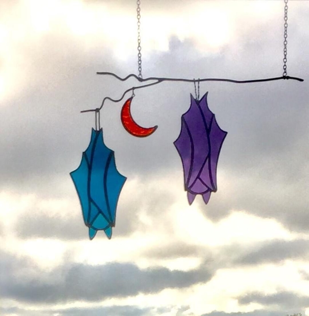 Pattern Hanging Bat Stained Glass Pattern Spooky Cute Halloween Pattern ...