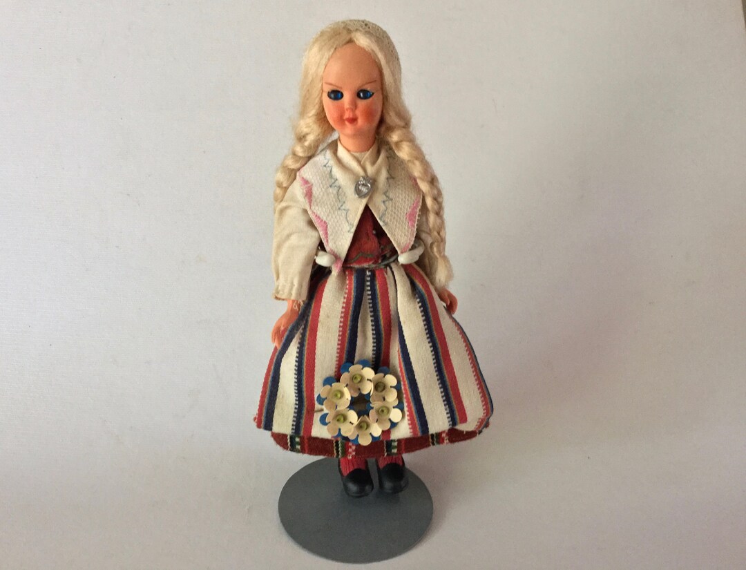 Swedish Folk Art DOLL 8 1/2" W/ Stand by Lilly Jacobsson in Regional ...