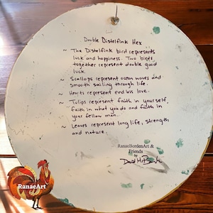 PA Dutch Hex Sign, 16 Double Distelfink Distressed Barn Sign, Two Birds ...