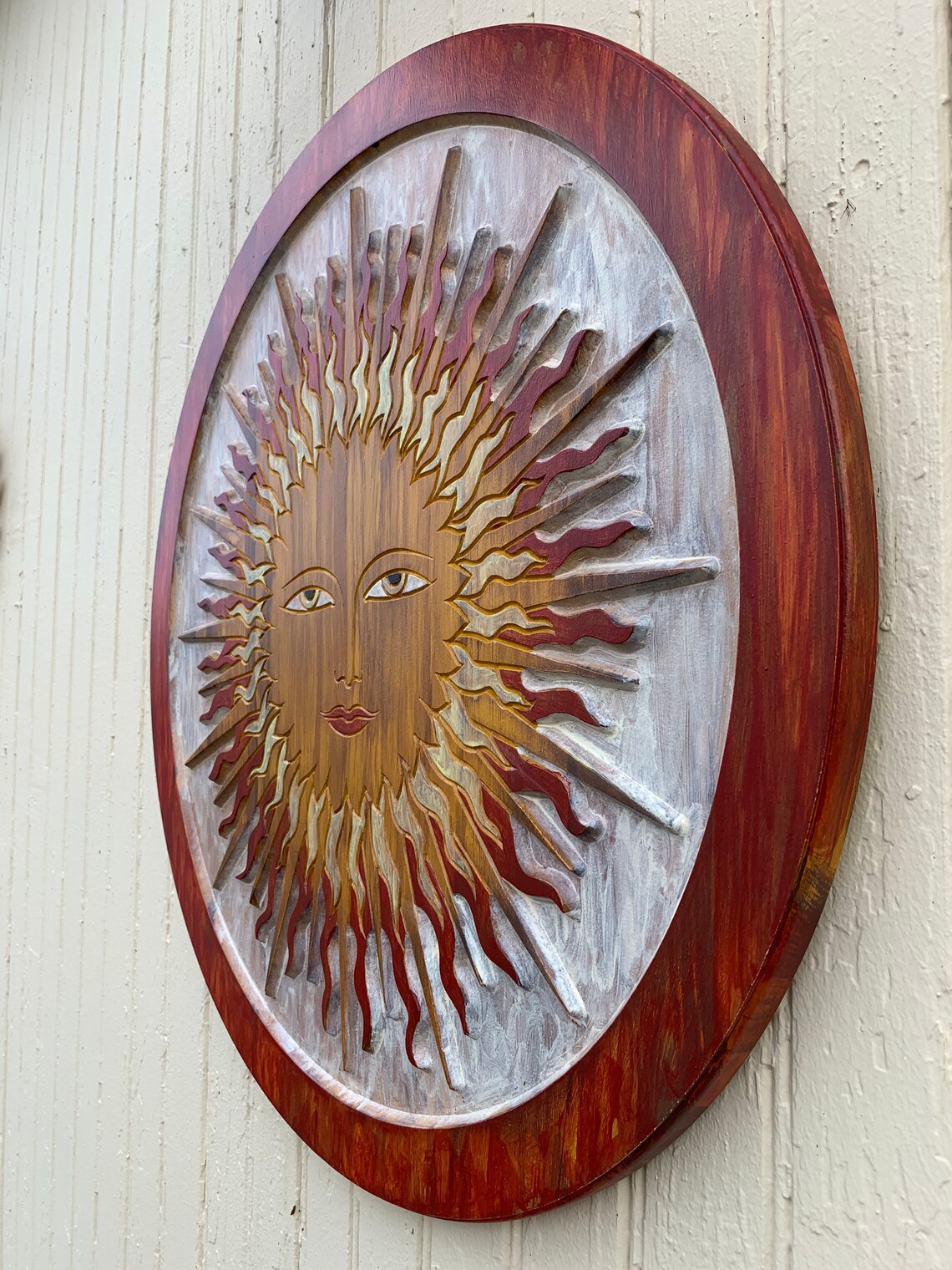 24 BOHO Sun Face Indoor Outdoor Carved Wall Plaque Bohemian - Etsy