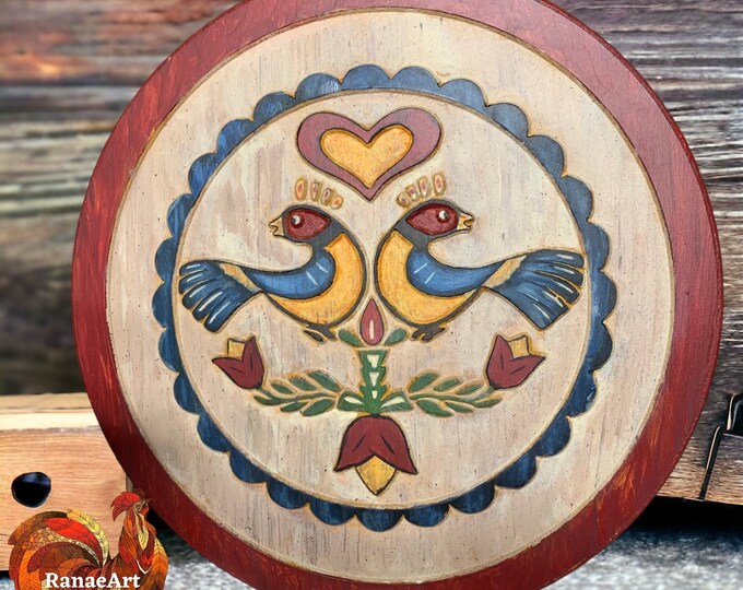 PA Dutch Hex Sign, 16” Double Distelfink Distressed Barn Sign, Two ...