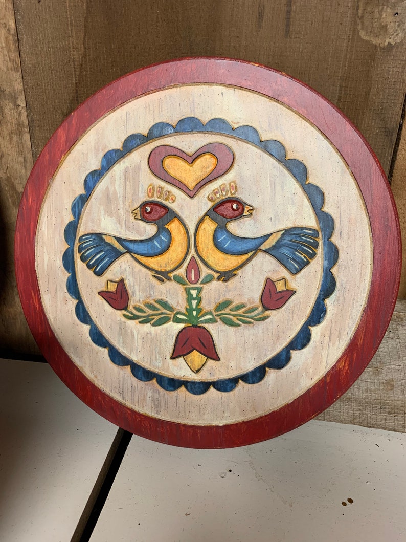 PA Dutch Hex Sign 16 Double Distelfink Distressed Folk Art - Etsy