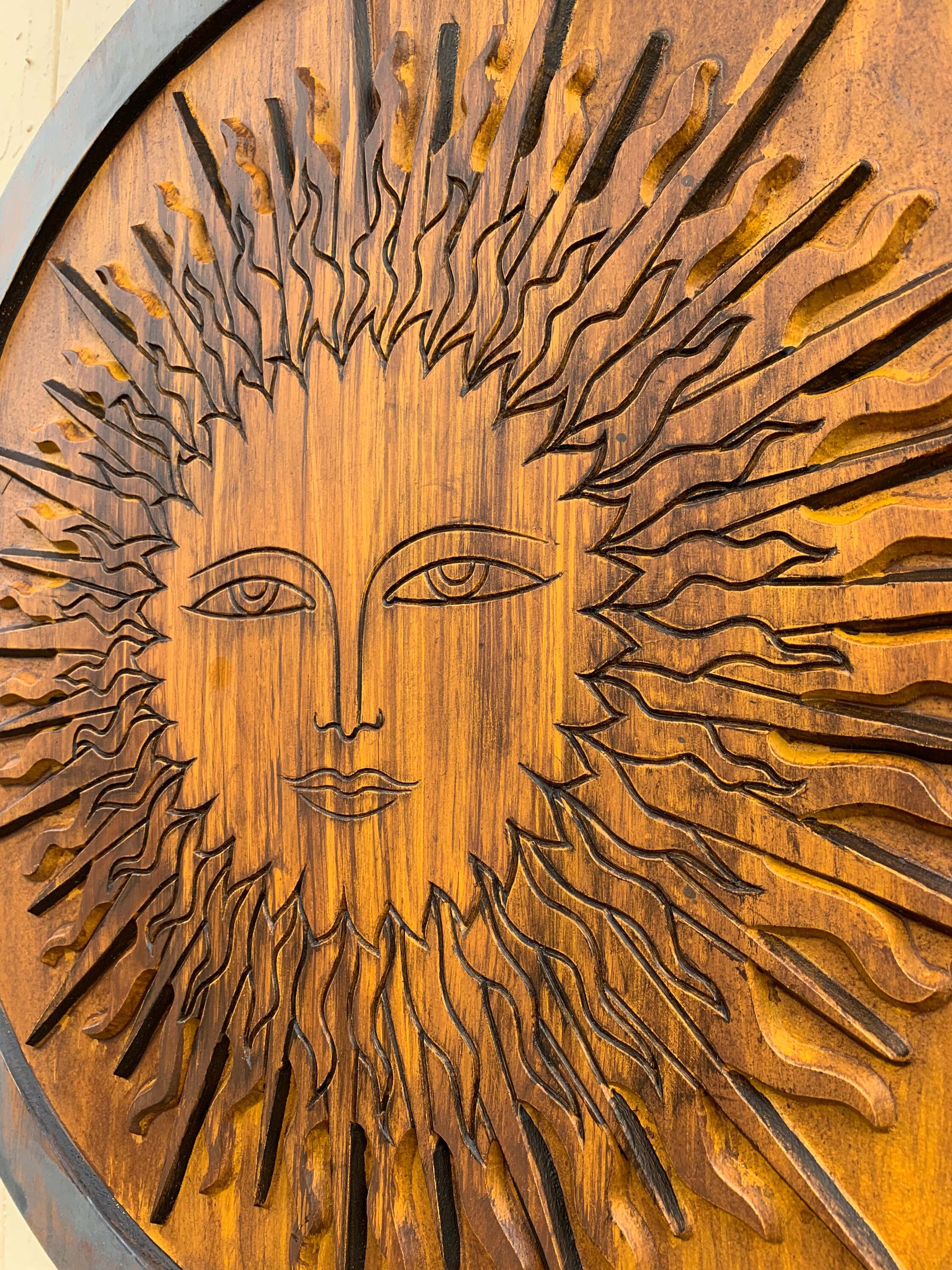 24 BOHO Sun Face Indoor Outdoor Carved Wall Plaque Bohemian - Etsy