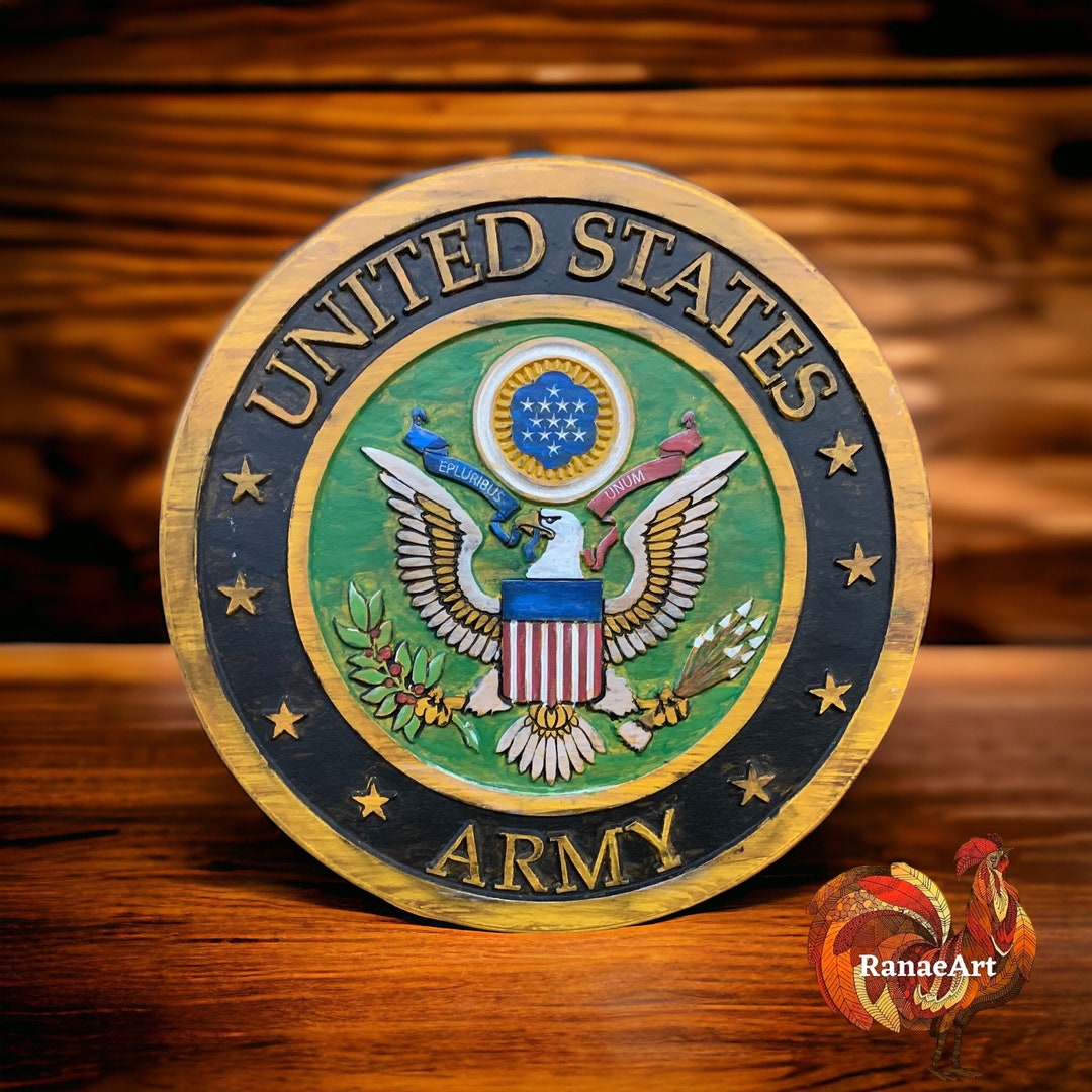 16 Diameter Carved Hand-painted Army Military Sign, Indoor Outdoor Use ...