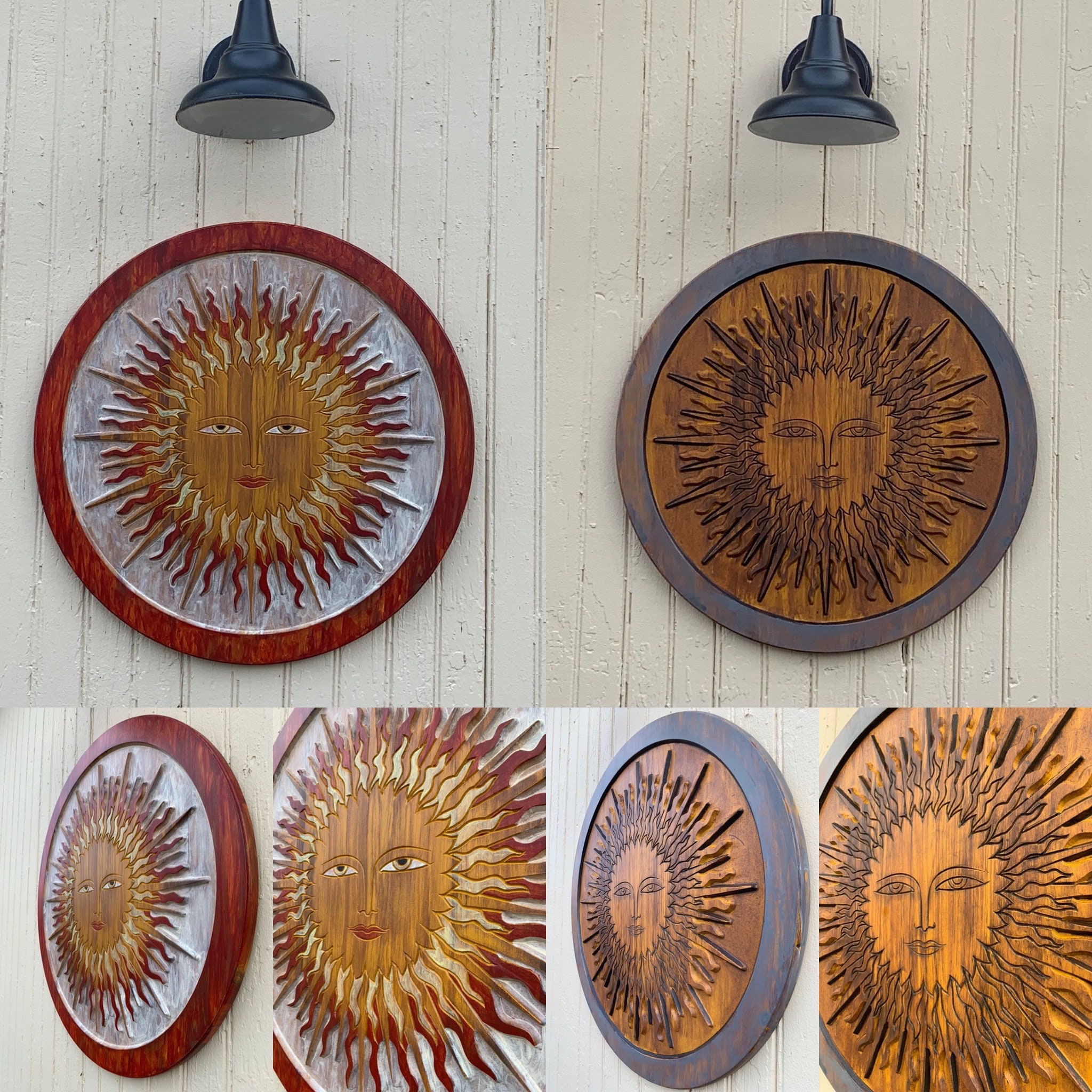 24 BOHO Sun Face Indoor Outdoor Carved Wall Plaque Bohemian - Etsy