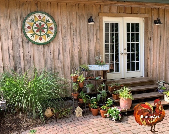 Barn Hex Sign, Pennsylvania Dutch 16 Point Star Green Earth Tones ...