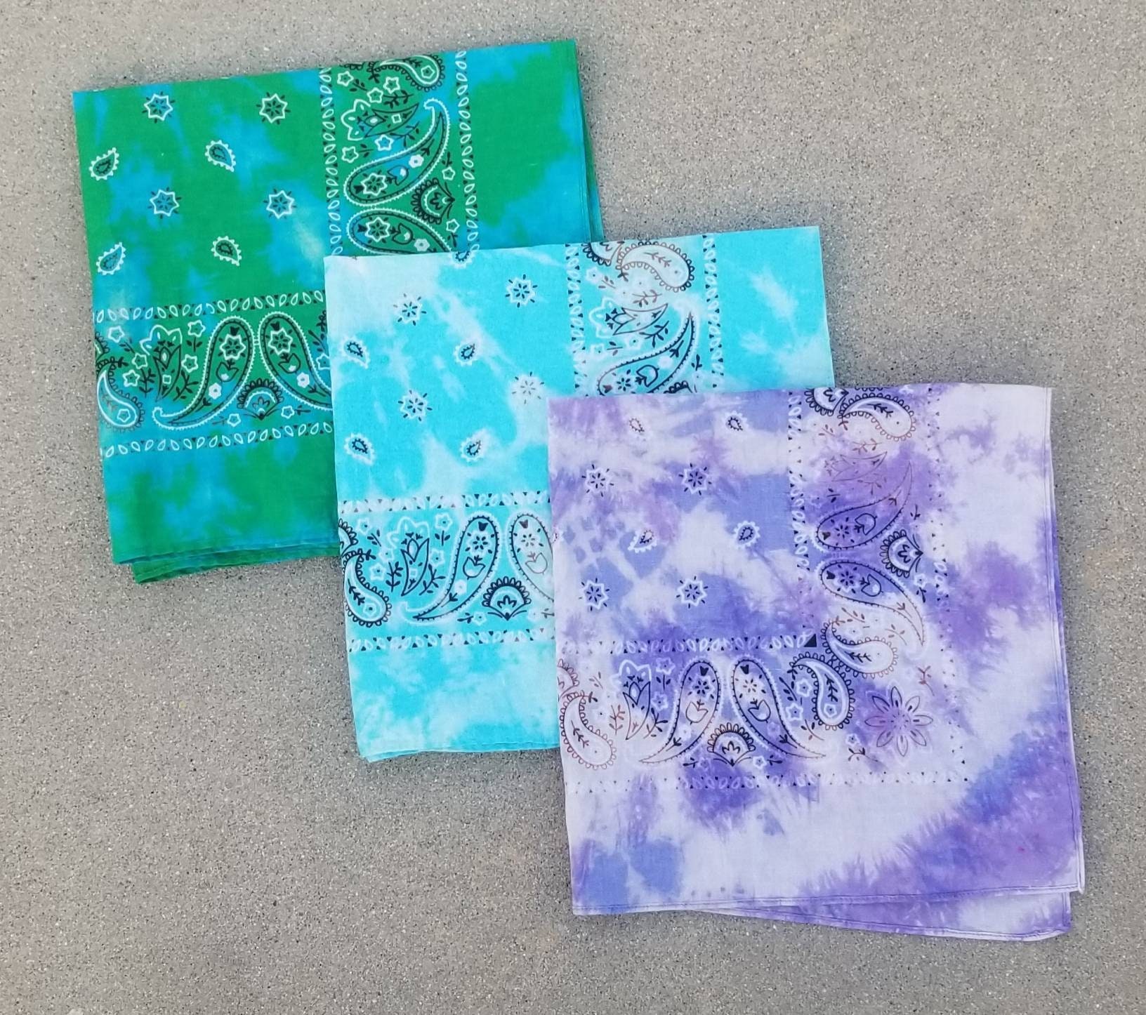 Tie Dye Bandana 21'' X 21 bleach dye Bandanas | Etsy