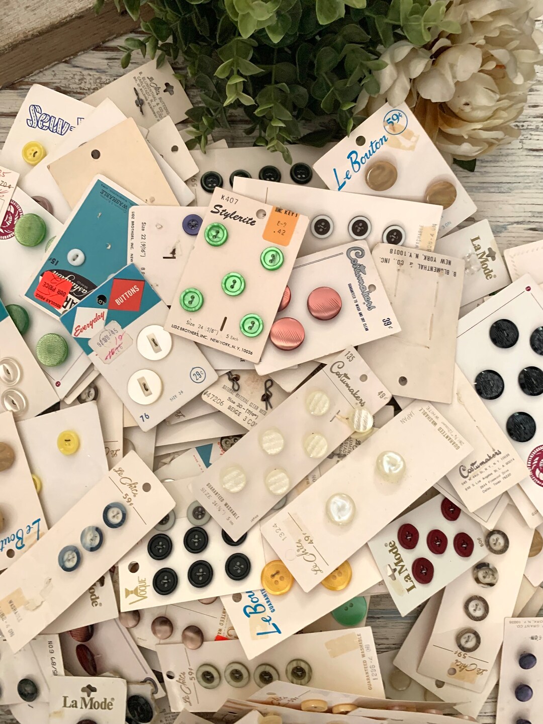 Vintage Button Cards With Buttons Set of 10 - Etsy