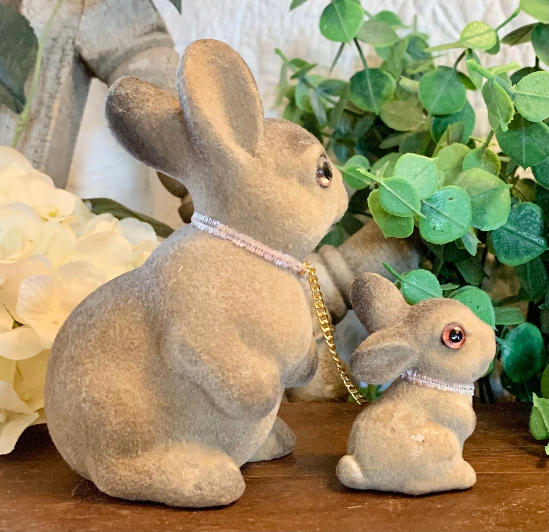 Vintage Easter Rabbits Bunny Vintage Flocked Bunnies Spring | Etsy