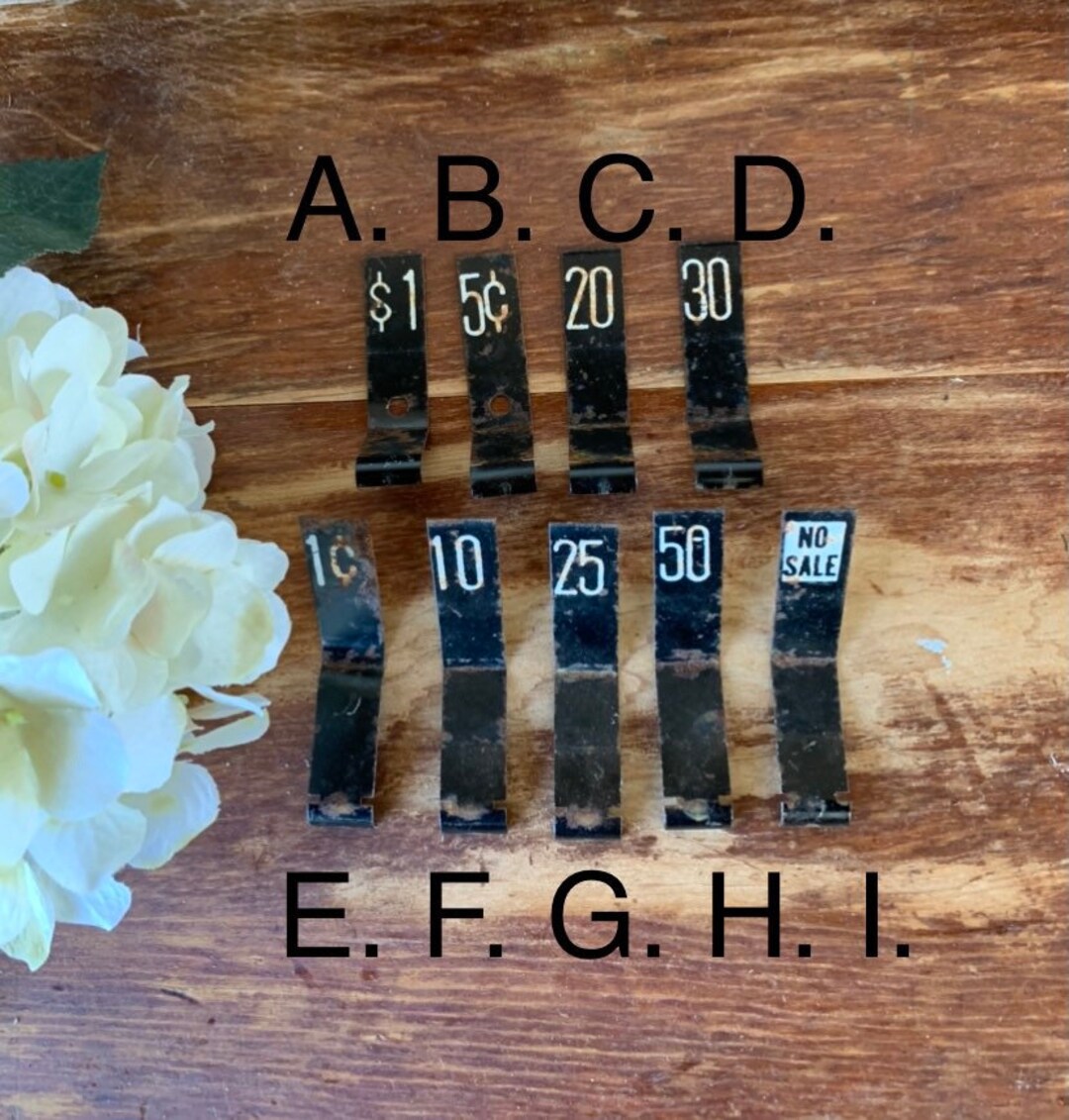 Vintage Cash Register Number Tags Tabs Vintage Rustic Primitive ...