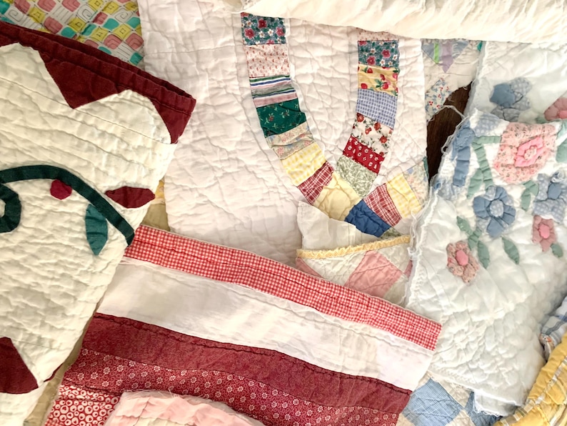 Vintage/antique Quilt Scraps Cutter Quilt Pieces Scrap Book Journaling ...