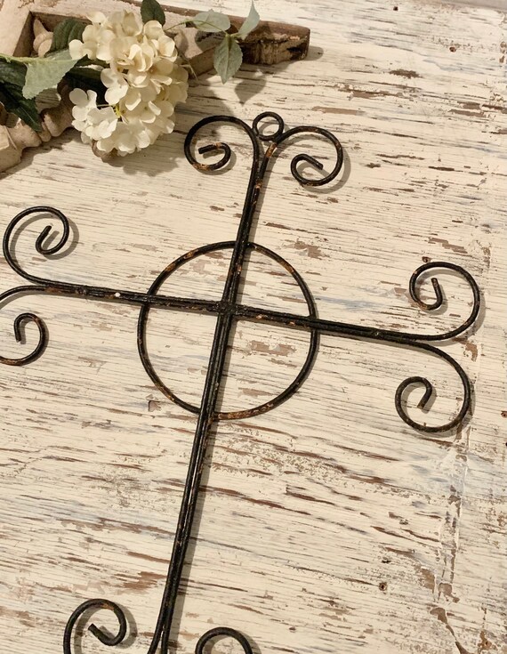 Large Chippy Rusty Metal Cross Full Charm and Character Home | Etsy