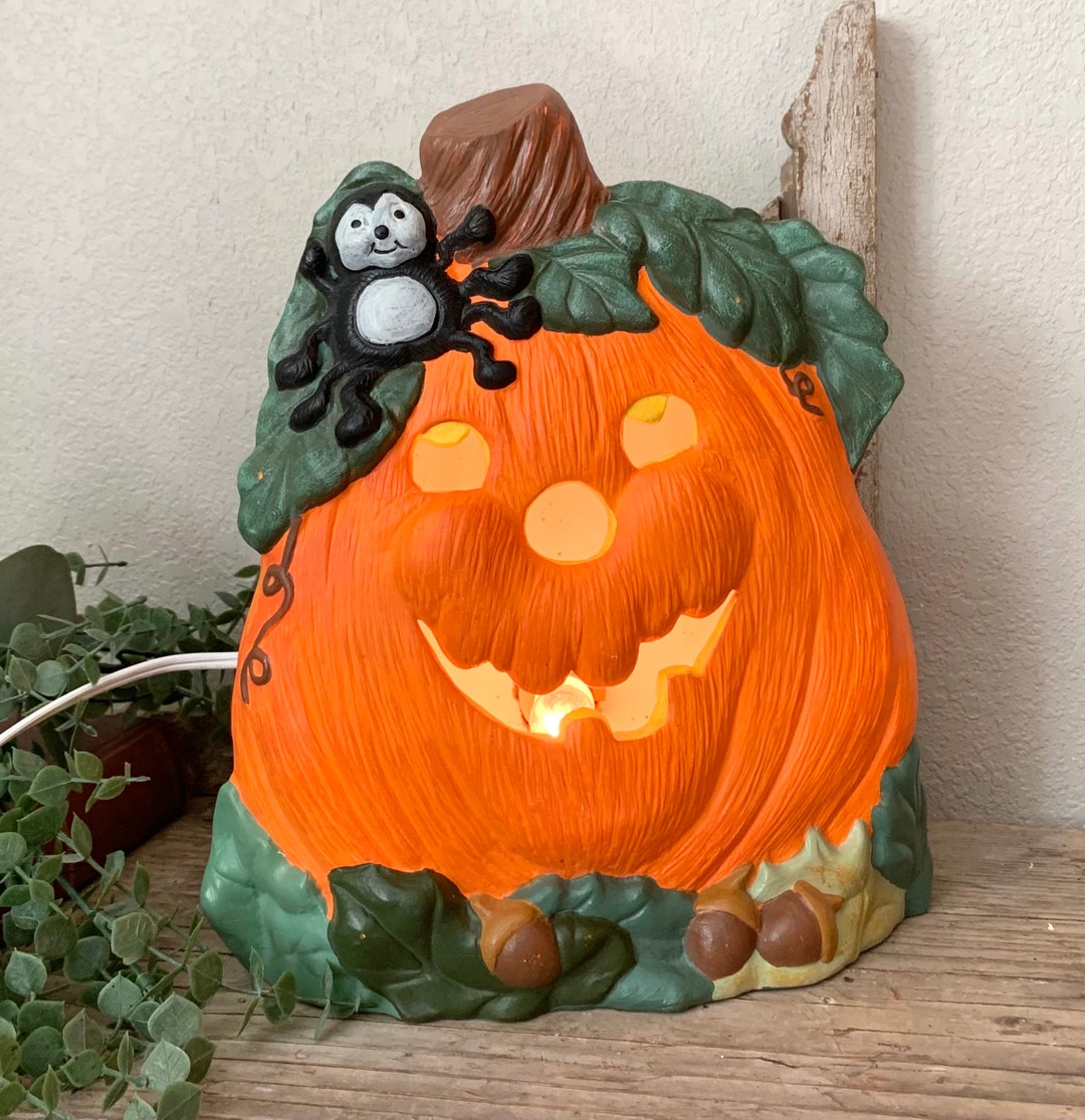 Vintage Halloween Ceramic Pumpkin Jack O Lantern Fall Halloween Decor ...