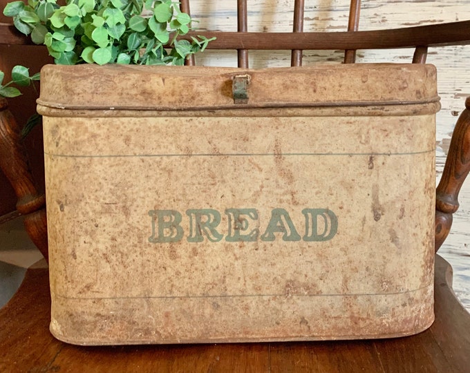 Vintage Metal Breadbox Vintage Rusty Tin Metal American Farmhouse ...