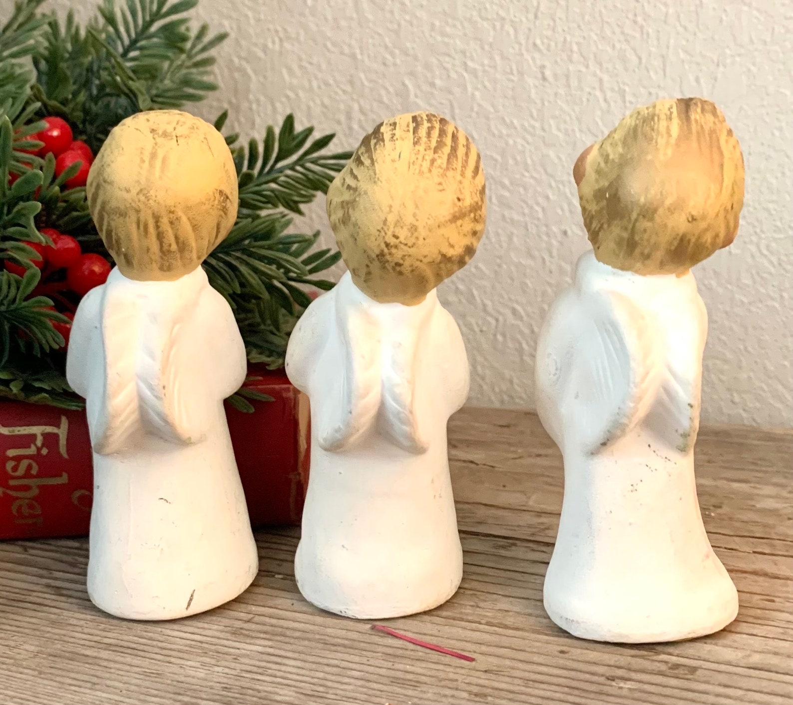 Vintage Christmas Vintage Porcelain Choir Angels Set of 3 Taiwan Boy ...
