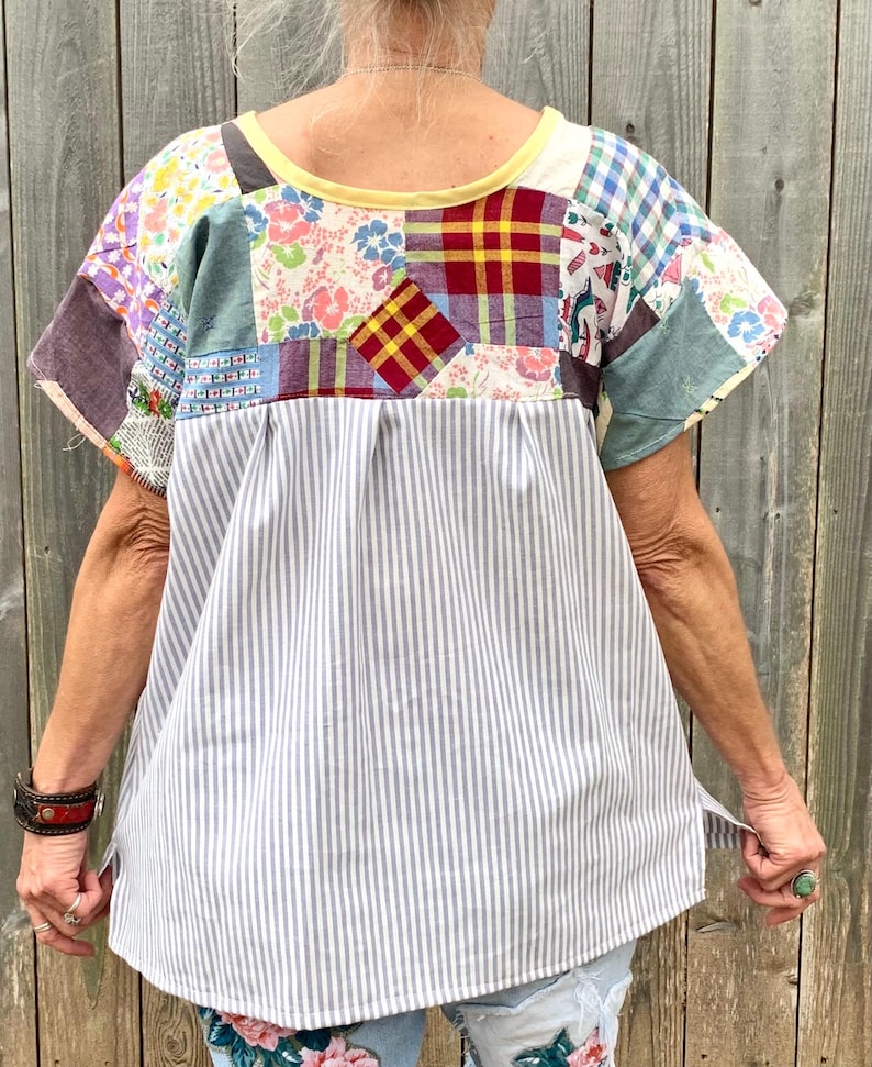 Ladies S/M Vintage Quilt Top Tunic Top New Twist From Vintage Pattern ...