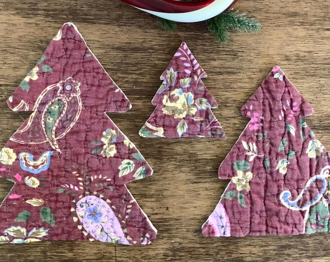 Vintage Quilt Set of 3 Vintage Quilt Christmas Trees Assorted Sizes DIY ...