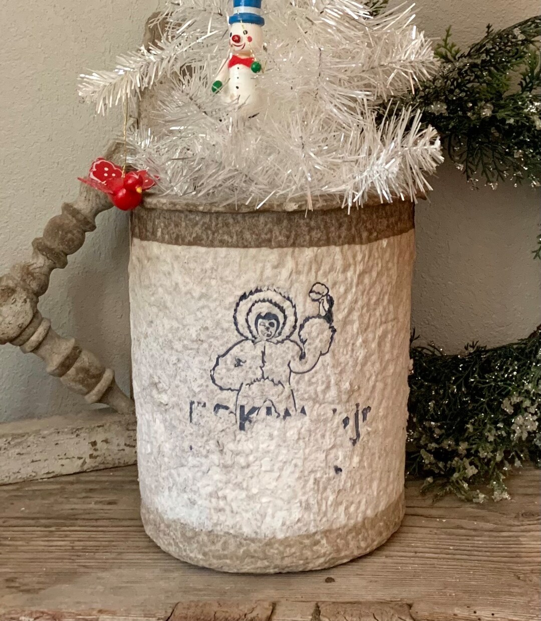Vintage Eskimo Jr. Ice Cream Bucket Recycled Into A Cute Christmas Tree ...