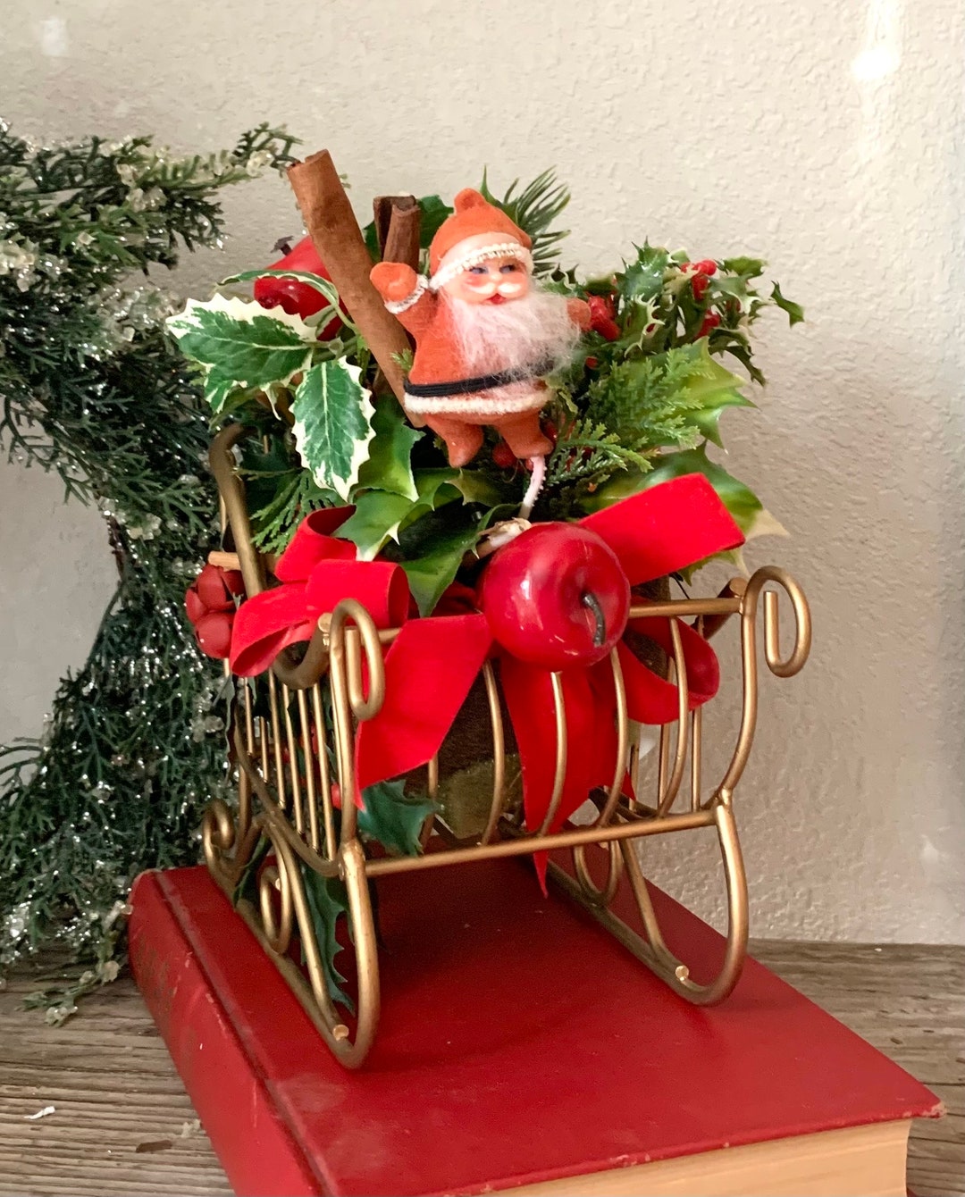 Vintage Christmas Assemblage Vintage Santa Pick/vintage Christmas ...