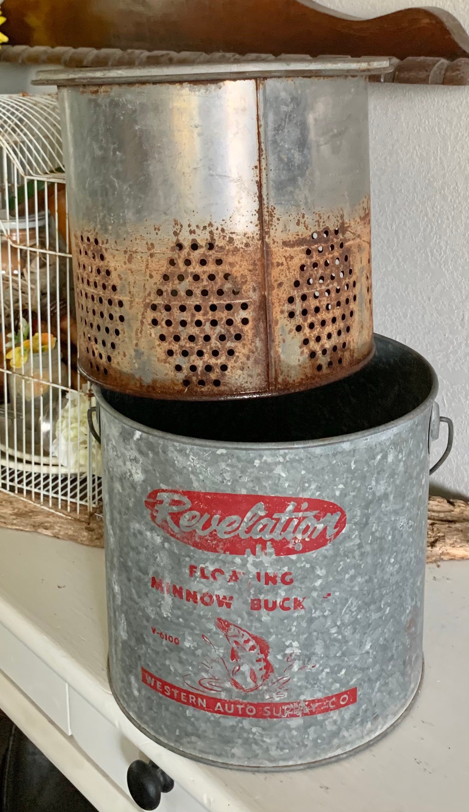 Vintage Bait Minnow Bucket Outdoor Gardening Inside Flower | Etsy