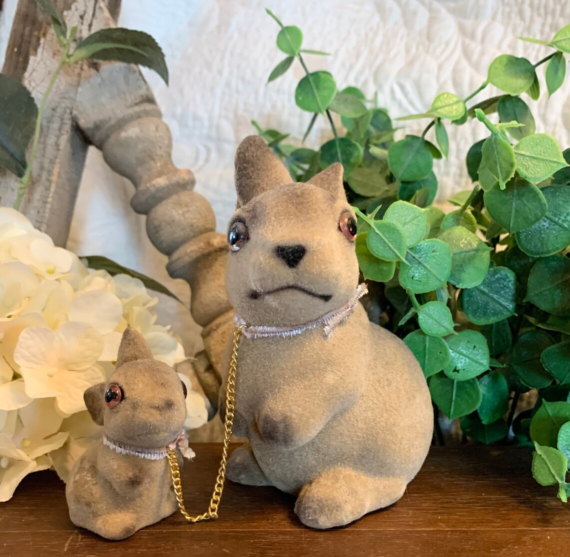 Vintage Easter Rabbits Bunny Vintage Flocked Bunnies Spring | Etsy