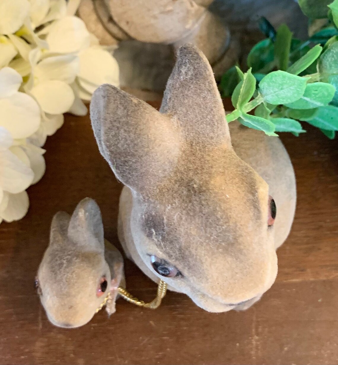 Vintage Easter Rabbits Bunny Vintage Flocked Bunnies Spring | Etsy